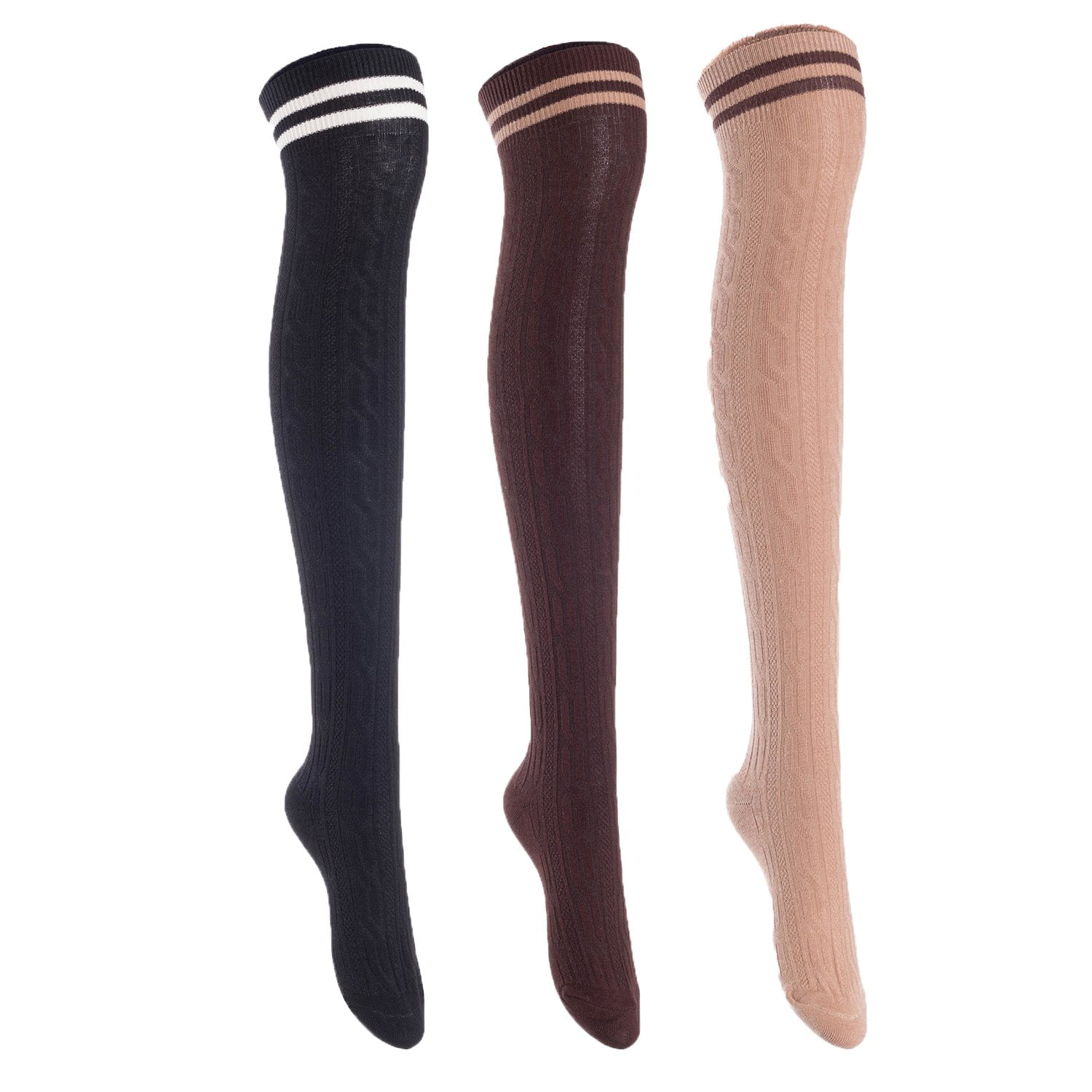 3 Pairs Awesome Women Thigh High Cotton Boot Socks. Comfortable, Soft ...