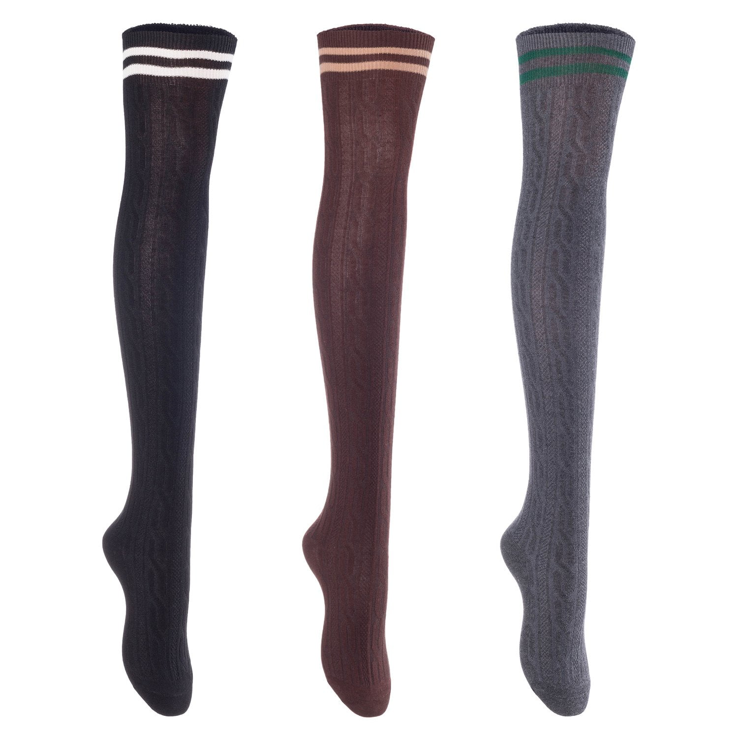 3 Pairs Awesome Women Thigh High Cotton Boot Socks. Durable Knee High ...