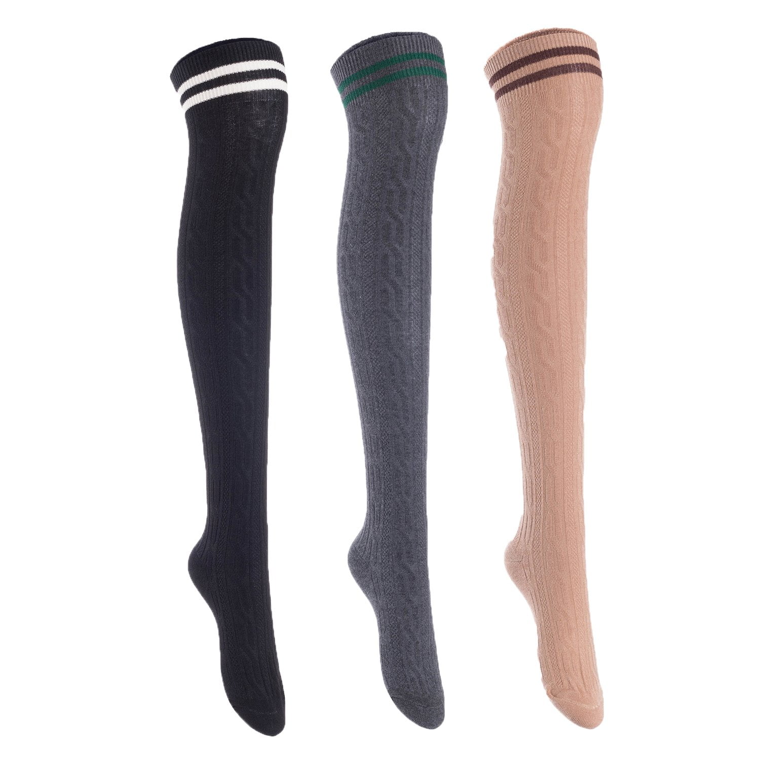 3 Pairs Awesome Women Thigh High Cotton Boot Socks. Durable Knee High ...