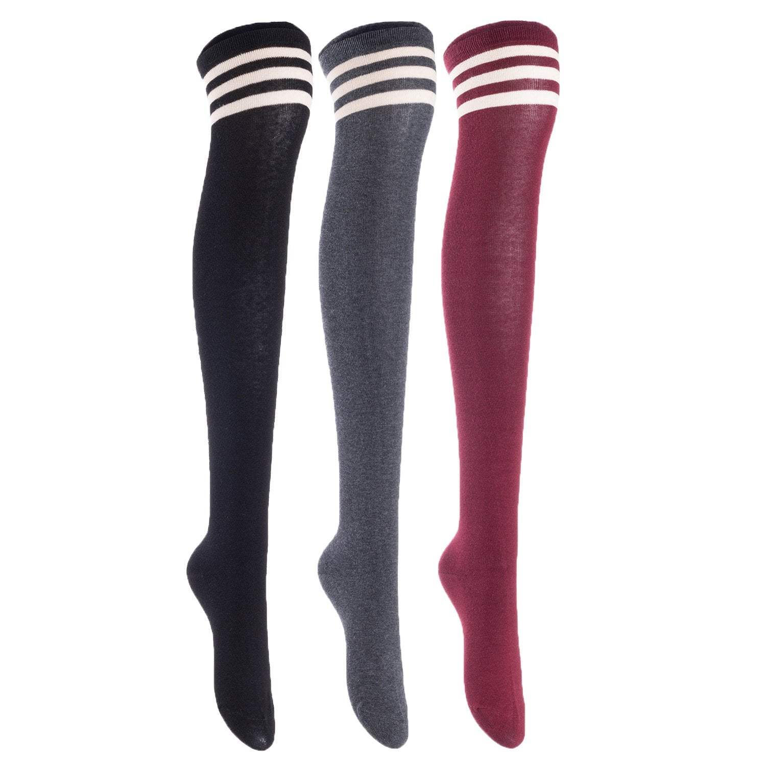 3 Pairs Awesome Women Thigh High Cotton Boot Socks. Durable Knee High ...