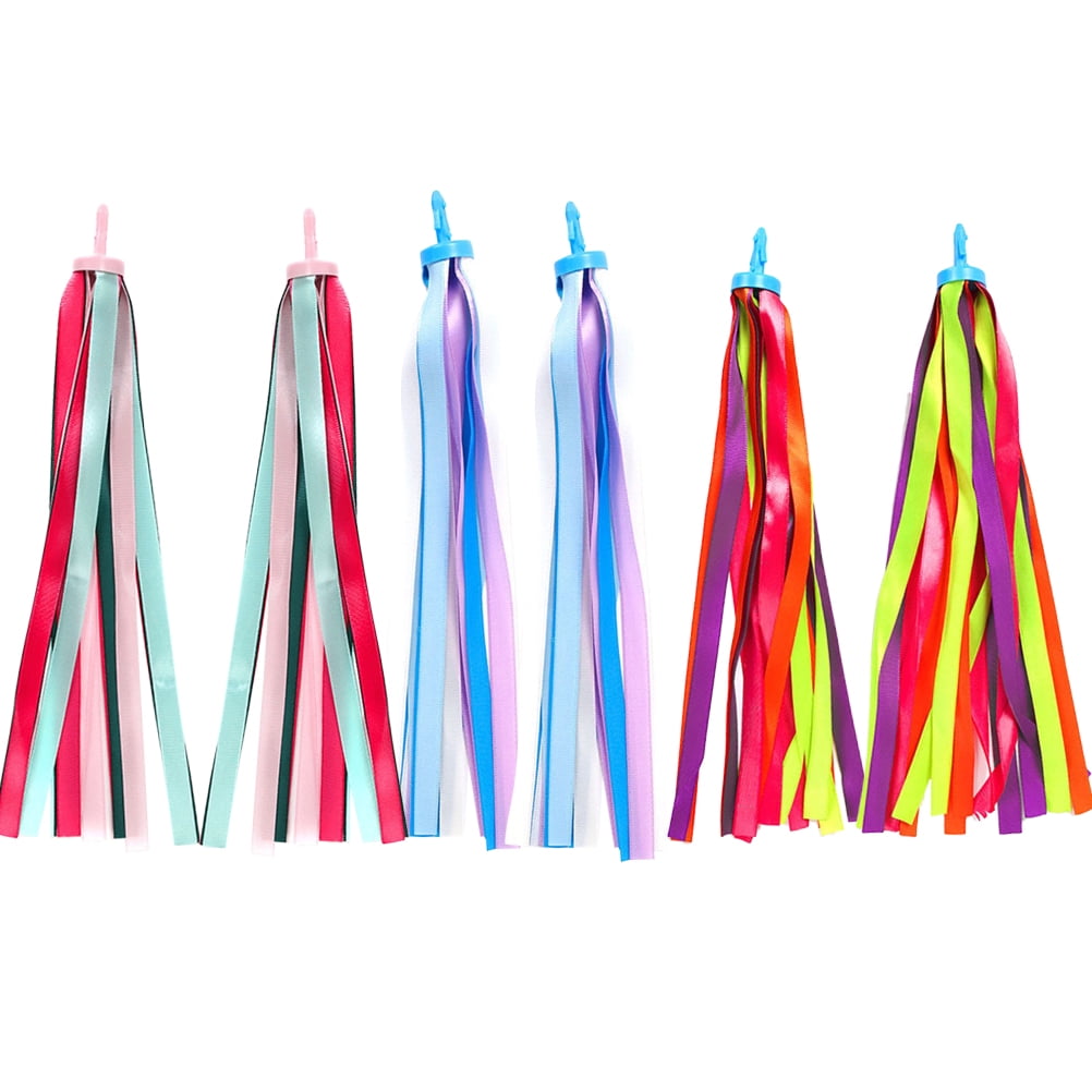 3 Pairs Bike Handlebar Streamers Grips Glitter Streamers Tassel Ribbons ...