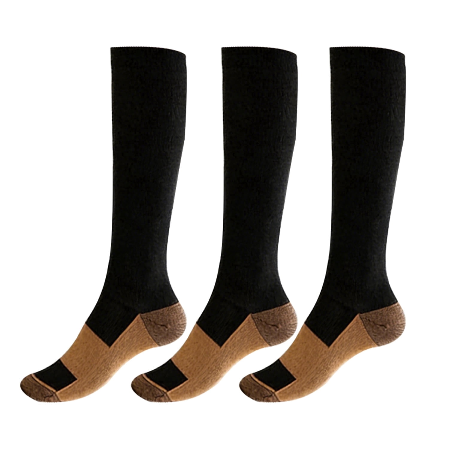 3 Pairs Black & Brown Compression Socks – 20-30 mmHg Knee High Socks ...