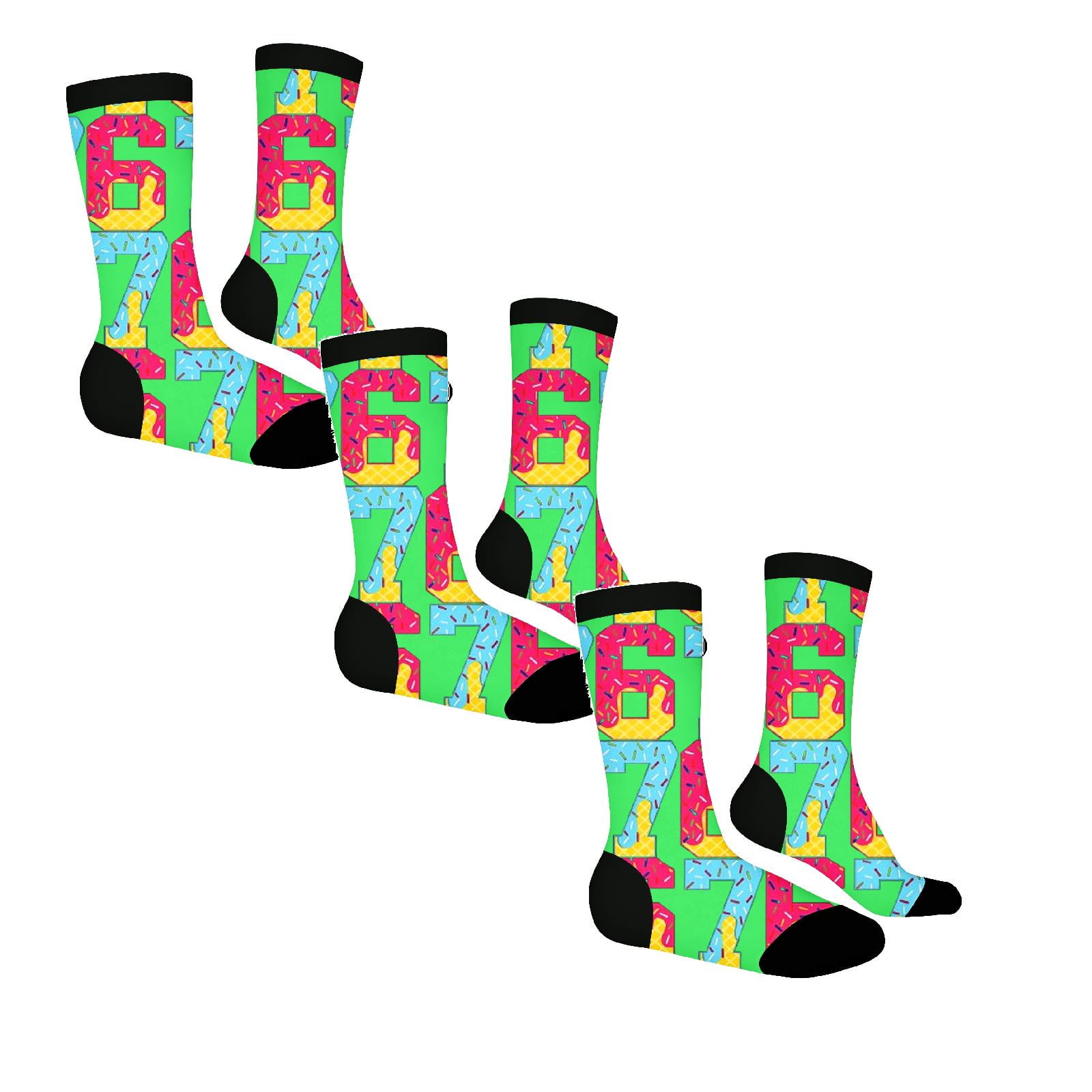 3 Pairs Boy 6 7 Socks Meme Long Soft Breathable Funny 67 Printed ...