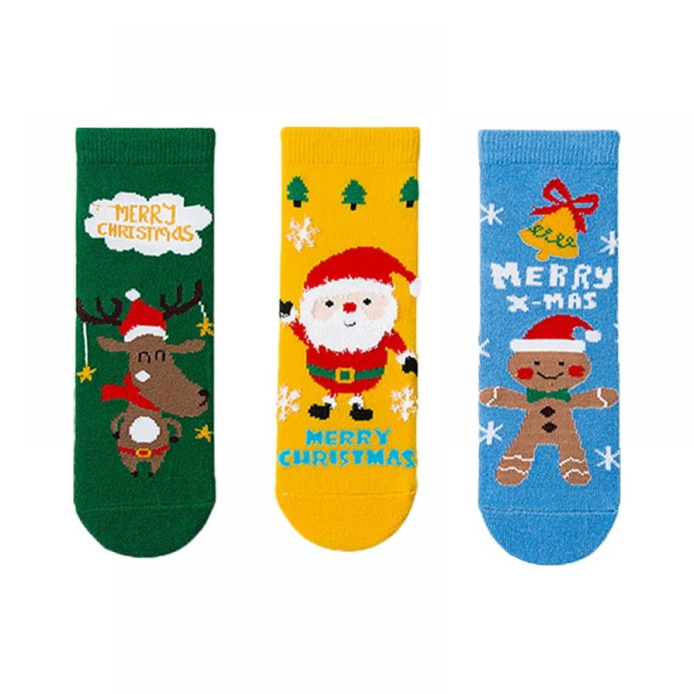 3 Pairs Christmas Socks Kids Boys Girls Socks Santa Claus Reindeer ...