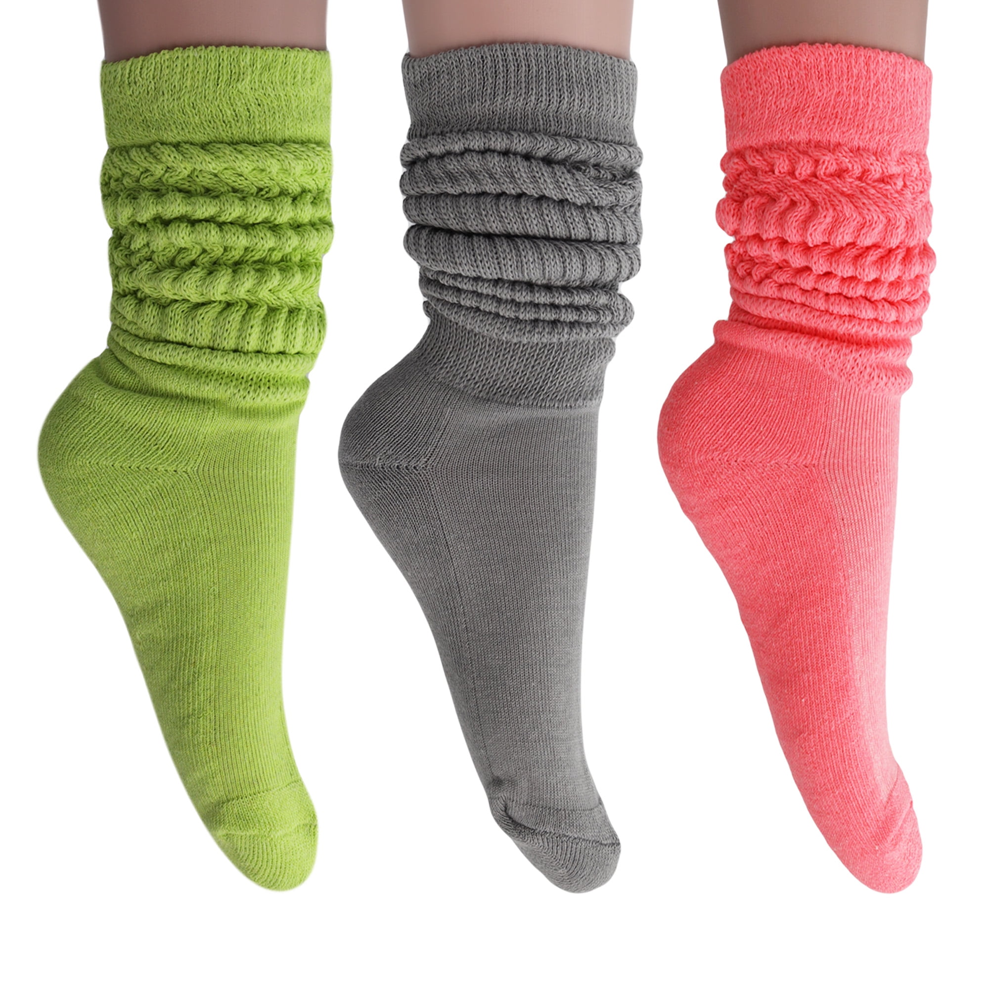 3 Pairs Colorful Heavy Slouch Socks for Women Shoe Size 5-10 - (Almond ...