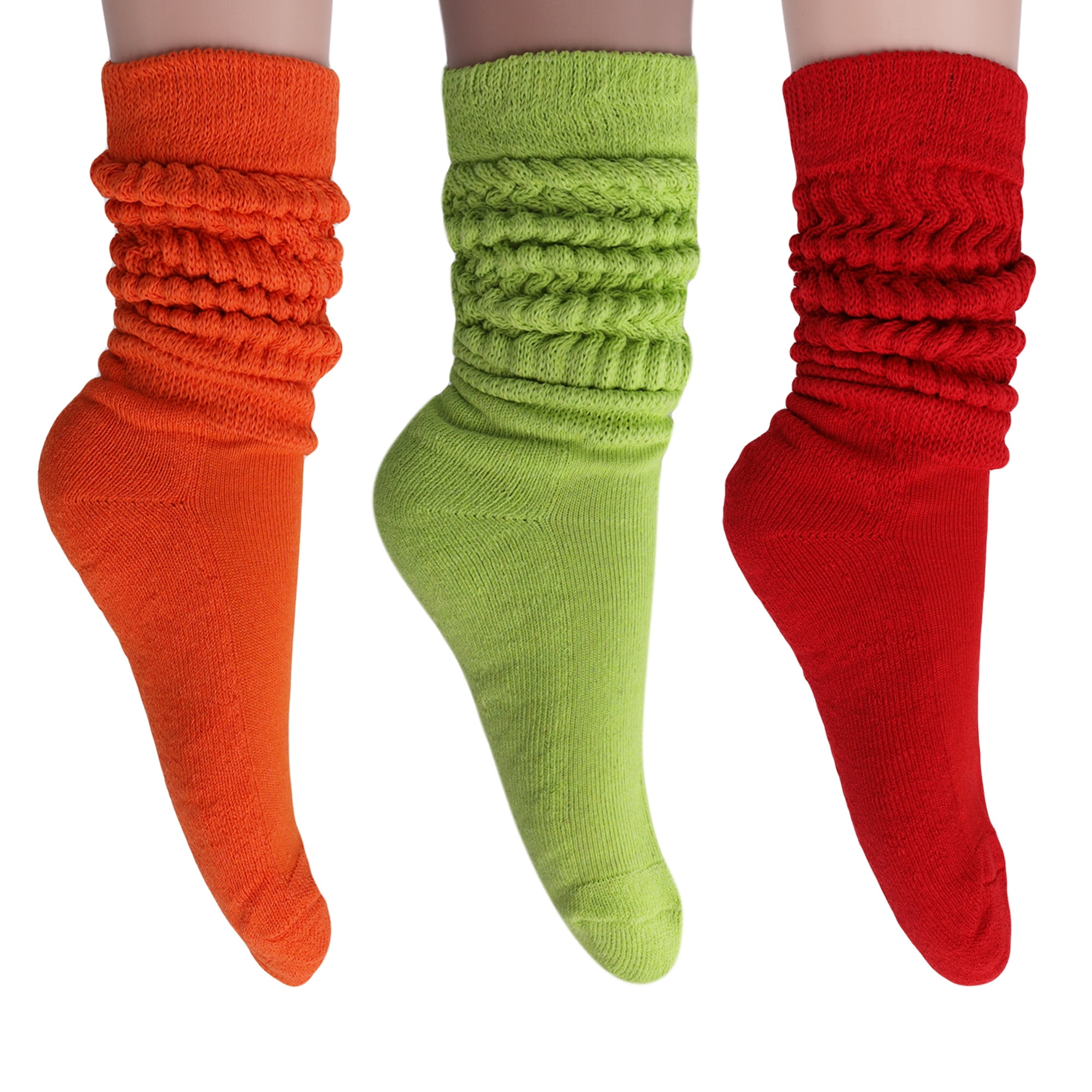 3 Pairs Colorful Heavy Slouch Socks for Women Shoe Size 5-10 - (Orange ...