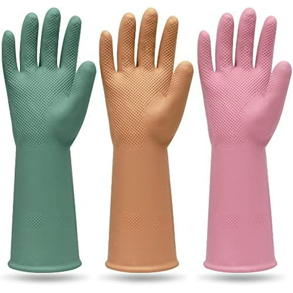 3 Pairs Colorful Reusable Waterproof Household Dishwashing Cleaning ...