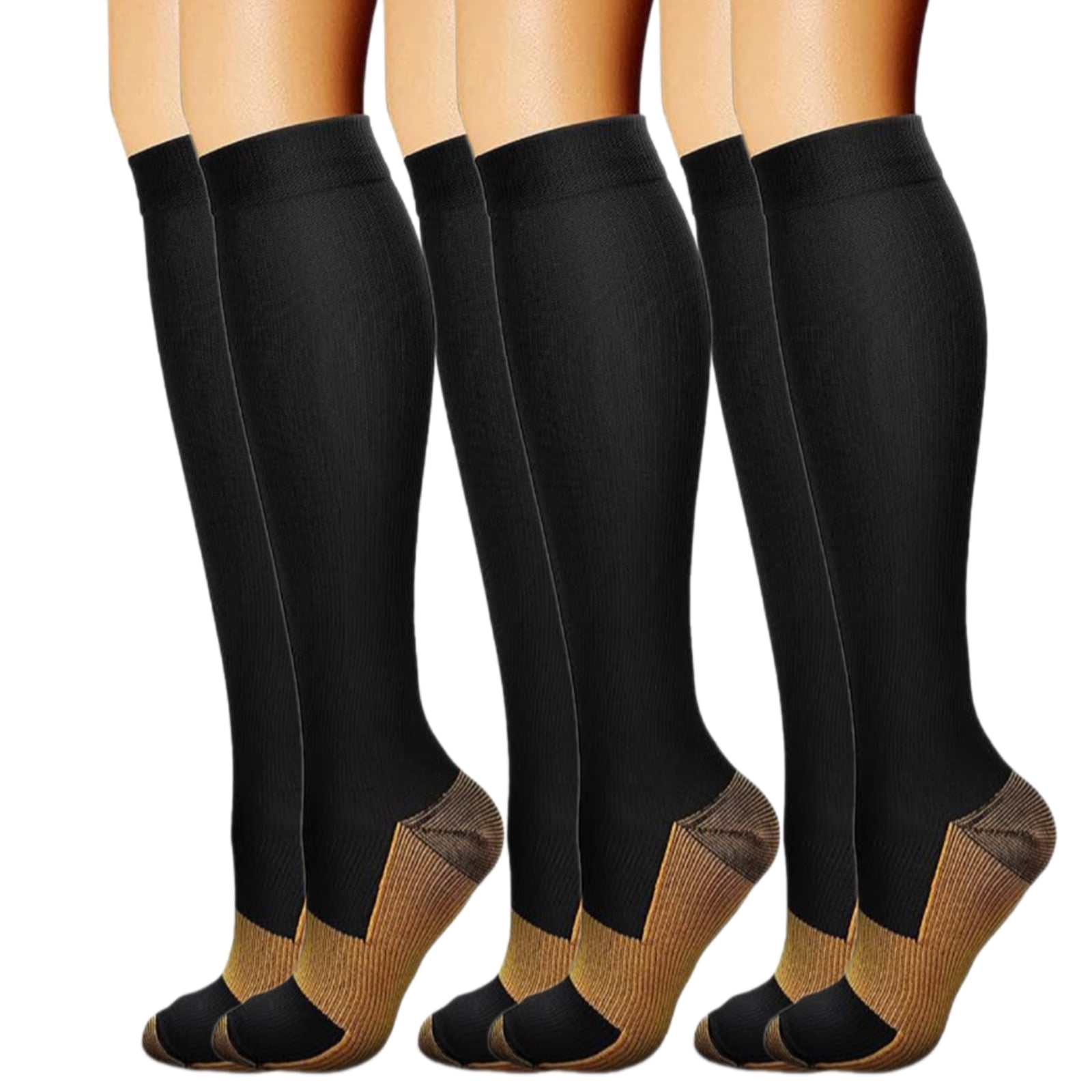 3 Pairs Compressed Socks with High Elastic Leg Support Stockings for ...
