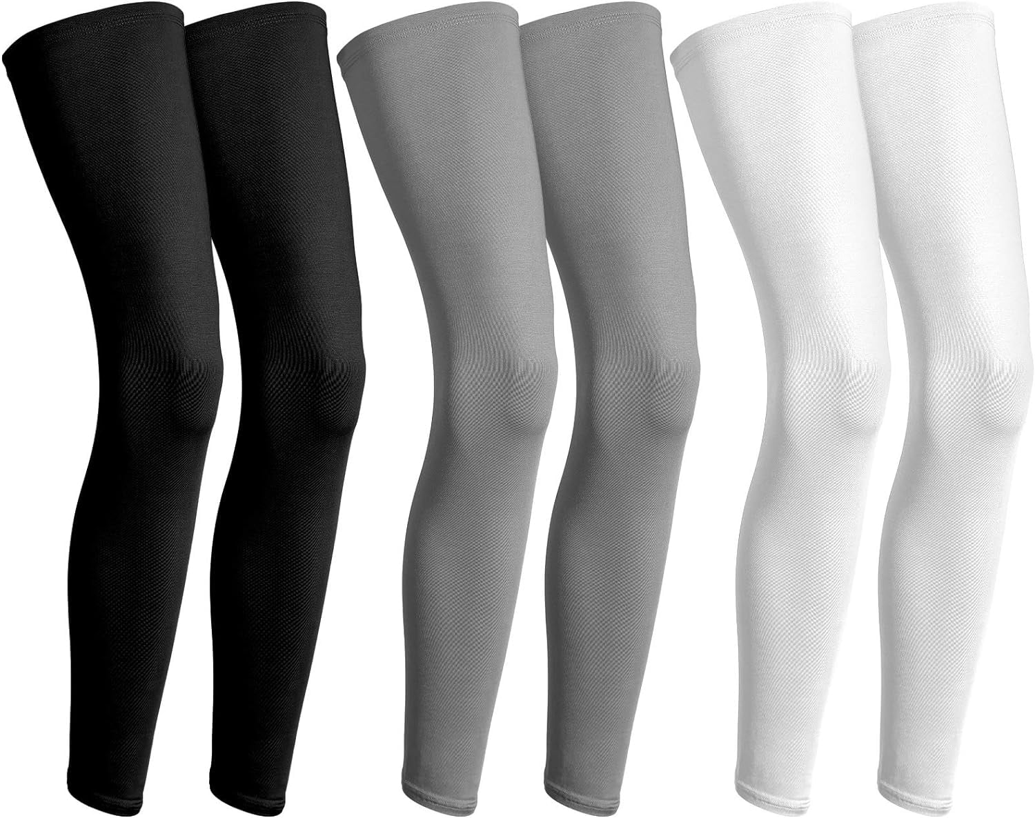 3 Pairs Compression Leg Sleeves Full Length Long Knee UV Protection ...