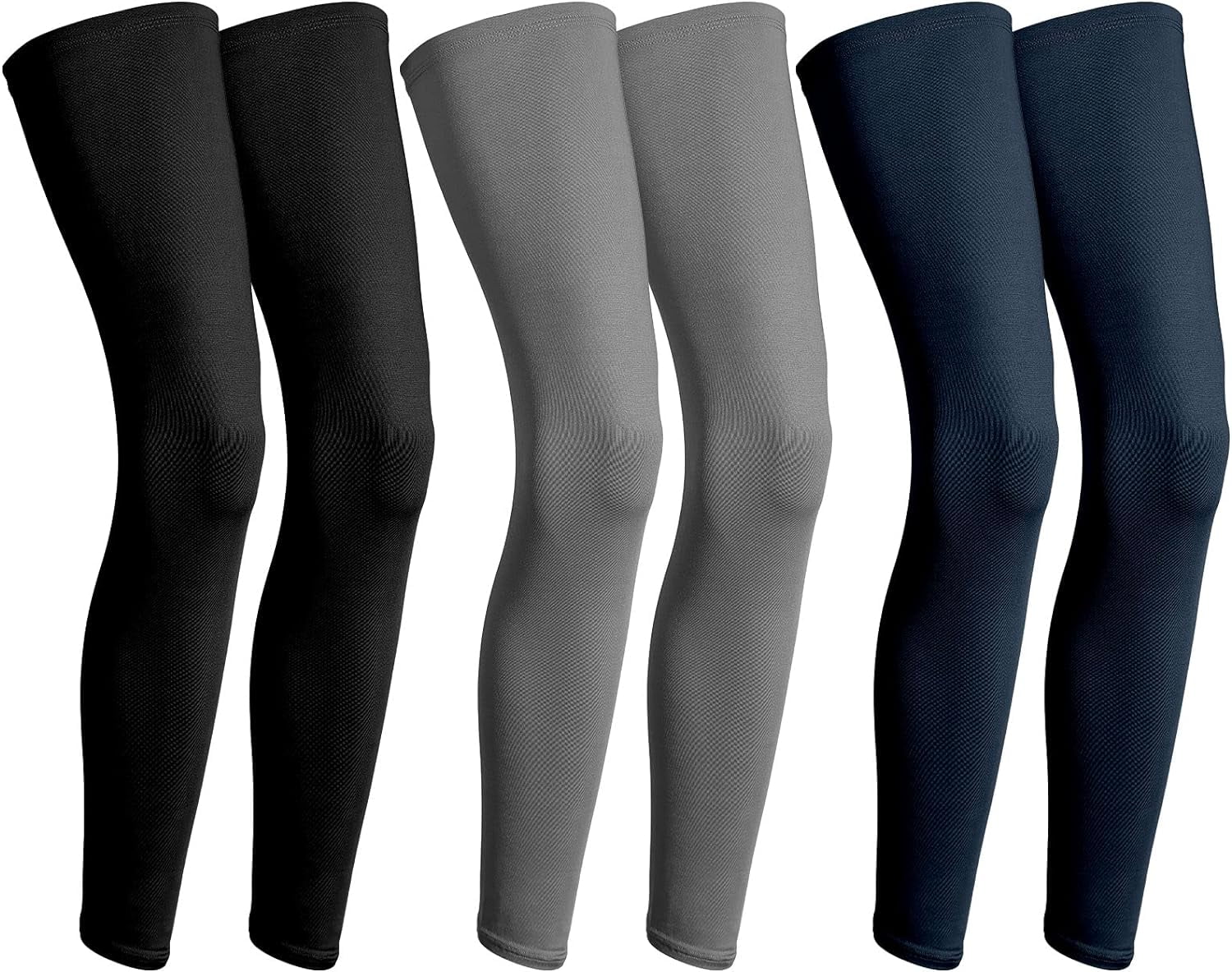 3 Pairs Compression Leg Sleeves Full Length Long Knee UV Protection ...