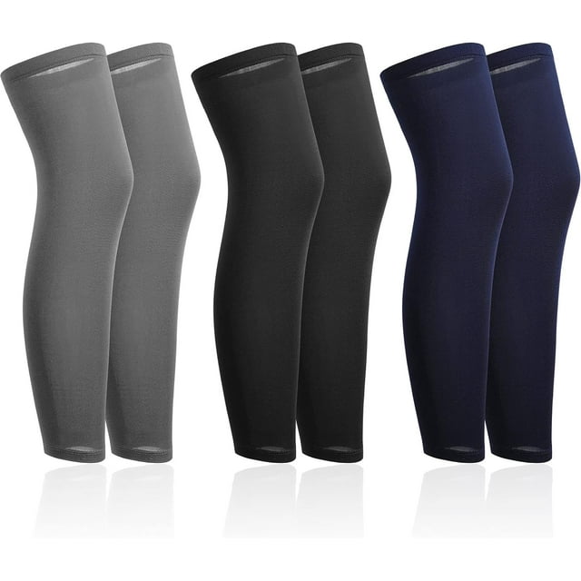 3 Pairs Compression Leg Sleeves Full Length Sleeves for Mens Basketball ...