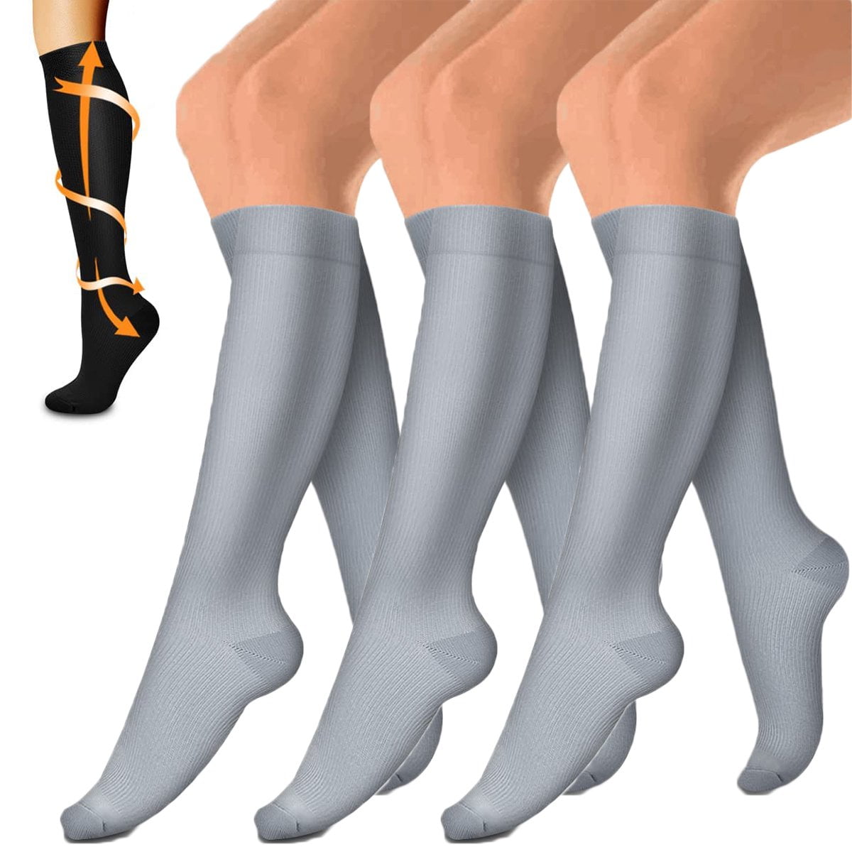 3 Pairs Compression Sock for Women and Men Circulation -Best for ...