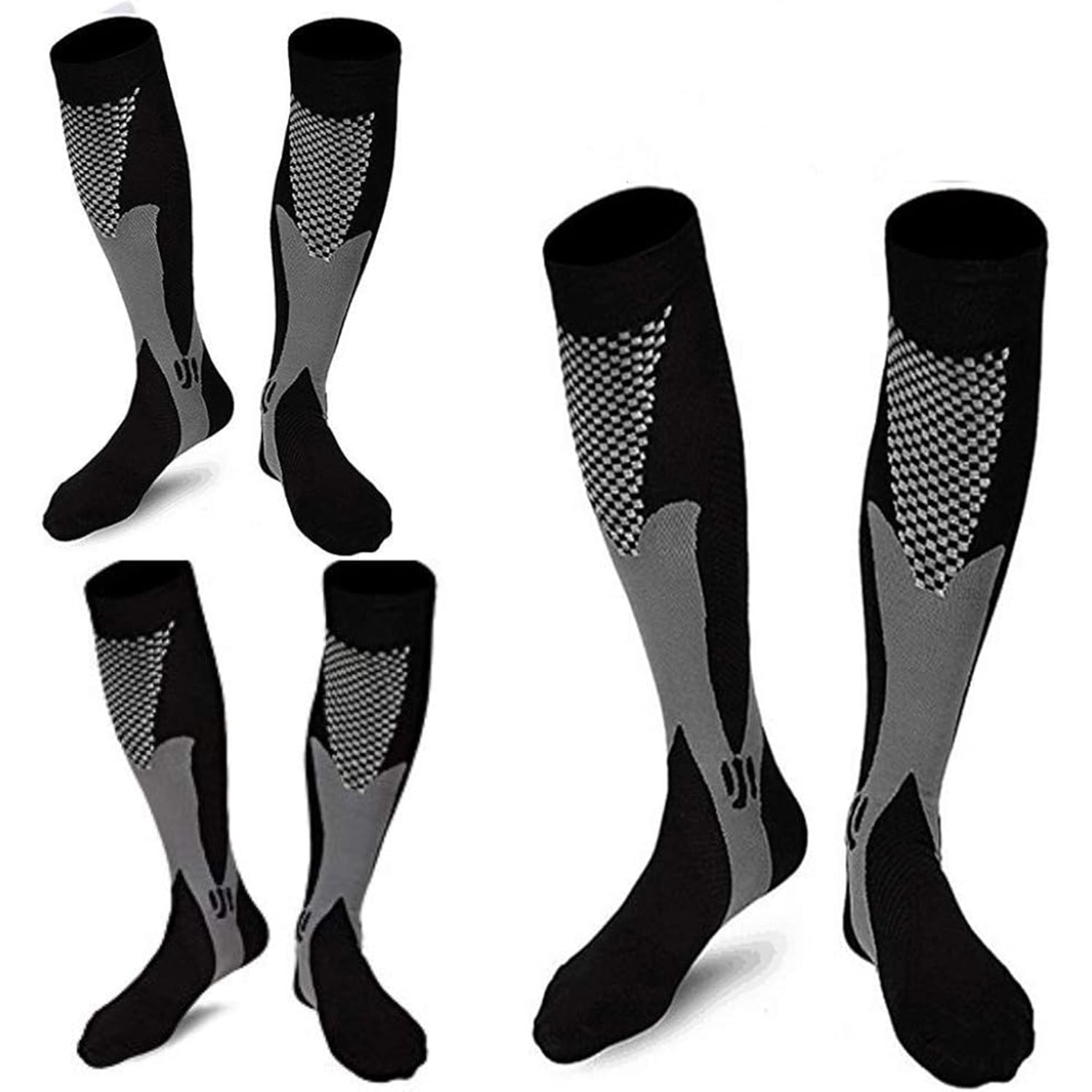 3 Pairs Compression Socks Women & Men - 20-30mmHg Compression, Zero-Toe ...