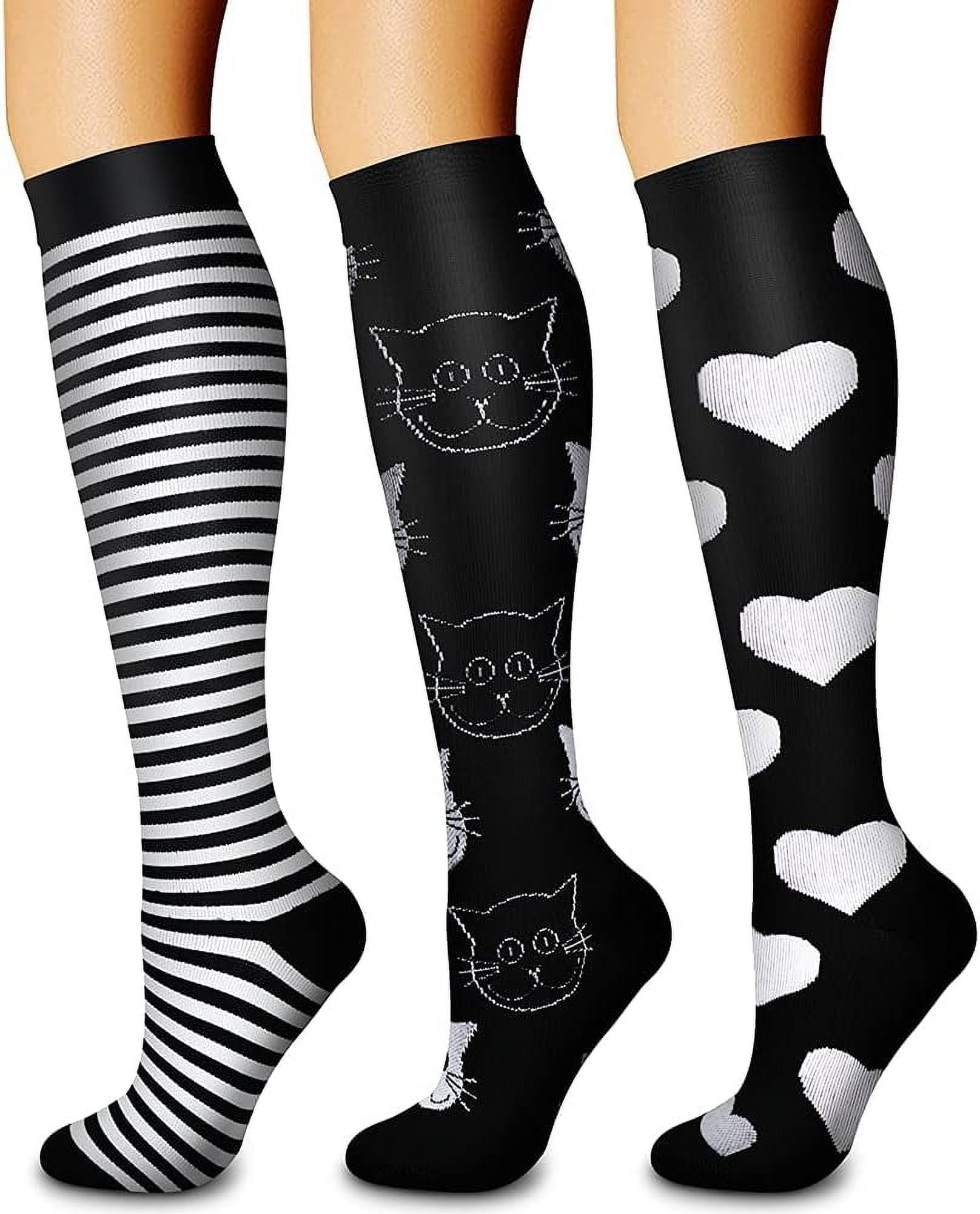 3 Pairs Compression Socks for Women & Men Circulation Sport Compression ...