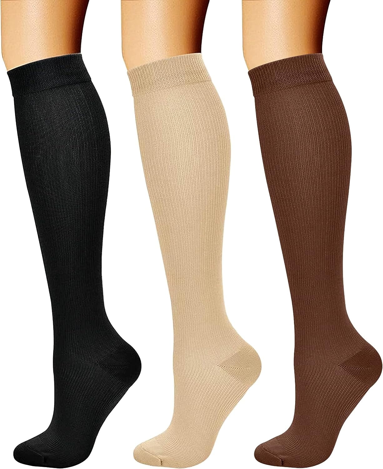 (3 Pairs) Compression Socks for Women & Men Circulation 15-20 mmHg is ...
