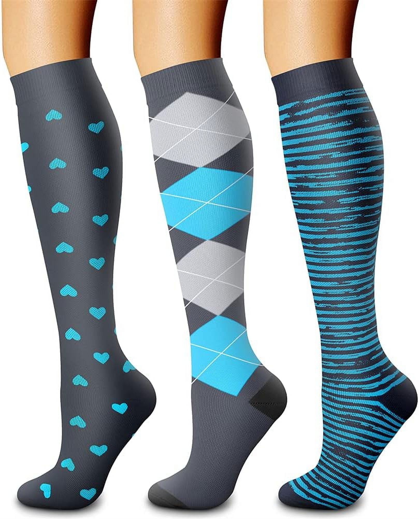 3 Pairs Compression Socks for Women & Men Circulation 15-20 mmHg is ...