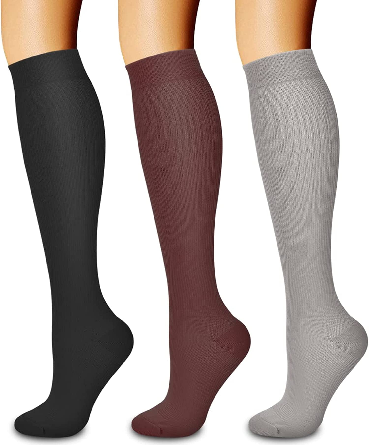 3 Pairs Compression Socks for Women & Men Circulation 15-20 mmHg is ...