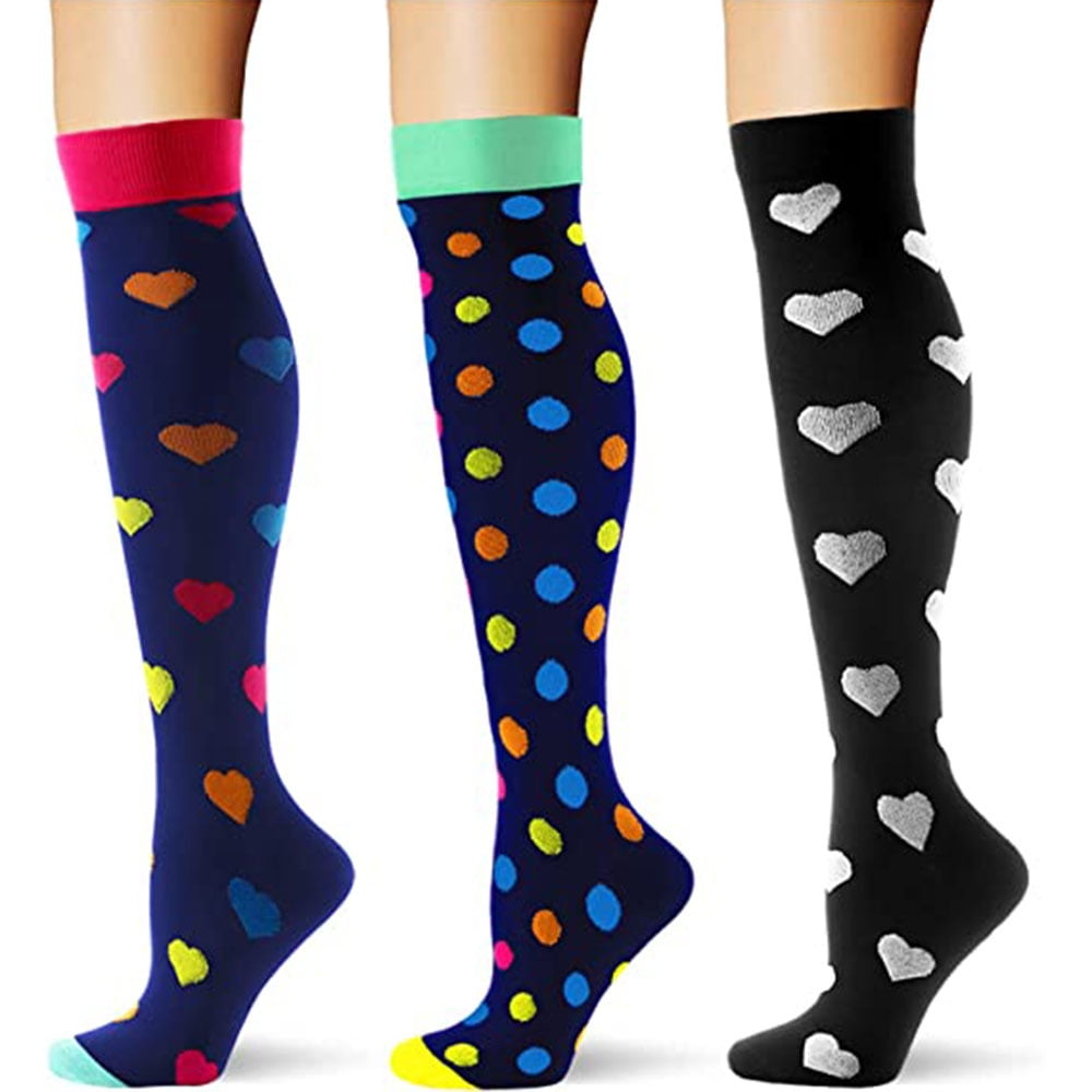 3 Pairs Compression Socks for Women & Men Circulation 15-22 mmHg ...