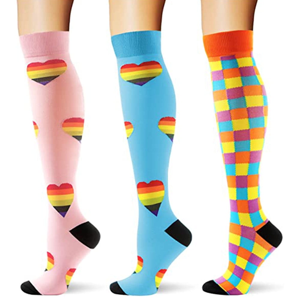 3 Pairs Compression Socks for Women & Men Circulation 15-40 mmHg ...