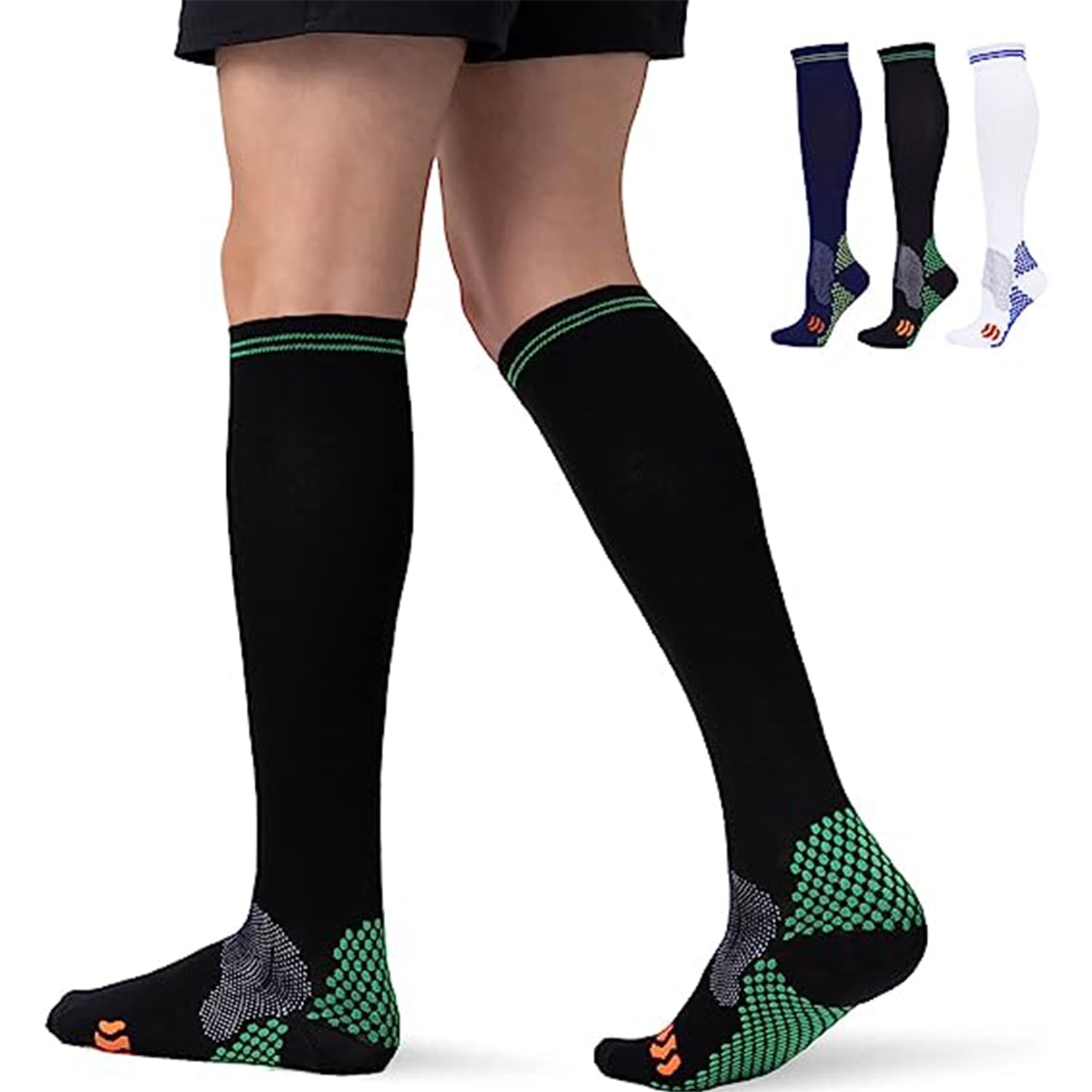3 Pairs Copper Compression Non-Slip Socks for Women & Men Circulation ...