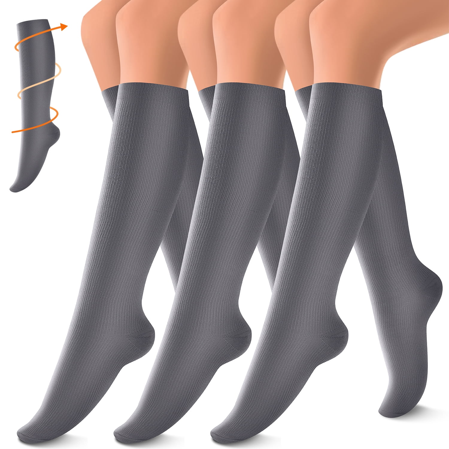 Genovega Copper Compression Socks, 3 Pairs, 15-20 mmHg, Circulation ...