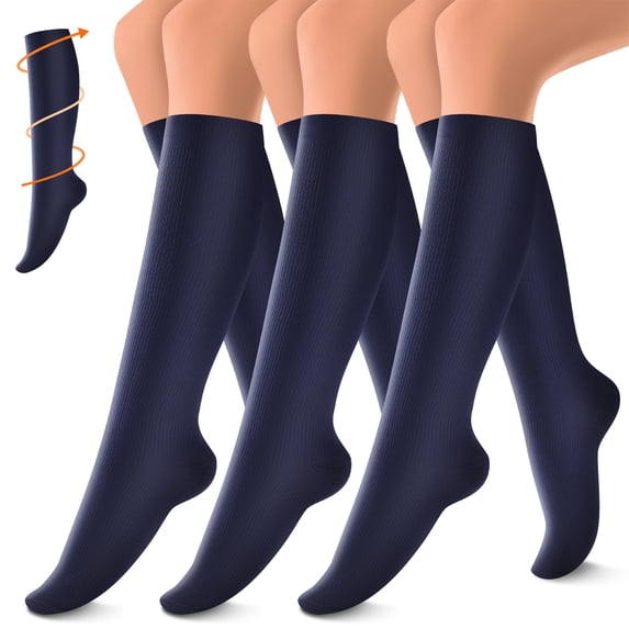 3 Pairs Copper Compression Socks for Women & Men Circulation 15-20 mmHg ...