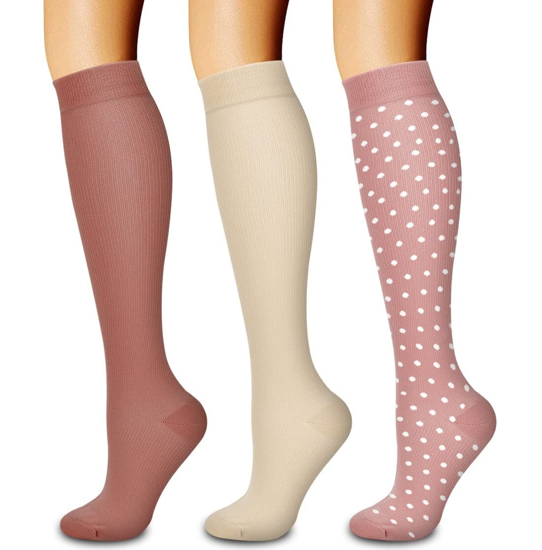 3 Pairs Copper Compression Socks for Women & Men Circulation 15-20 mmhg ...