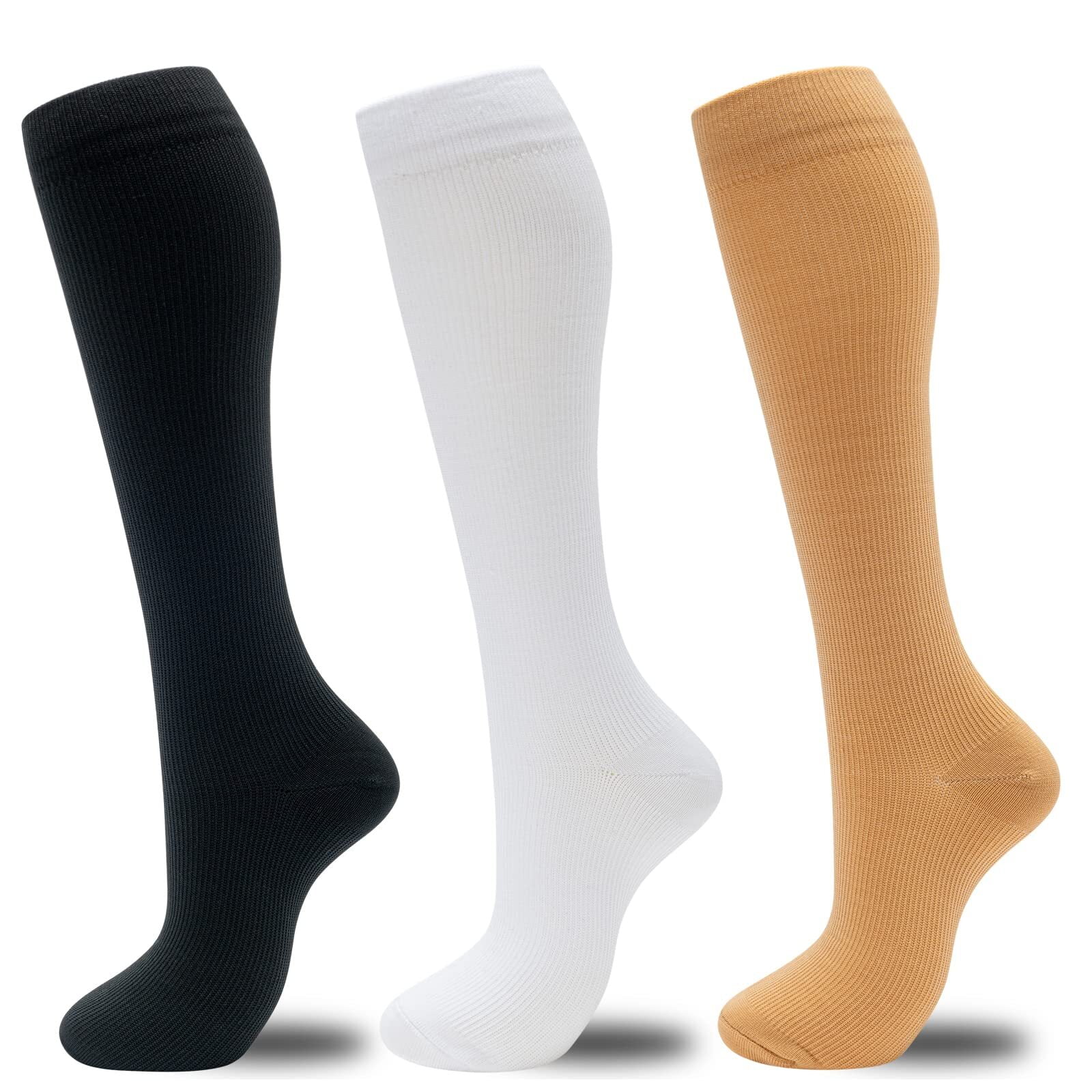 3 Pairs Copper Compression Socks for Women & Men Circulation 15-20 mmhg ...