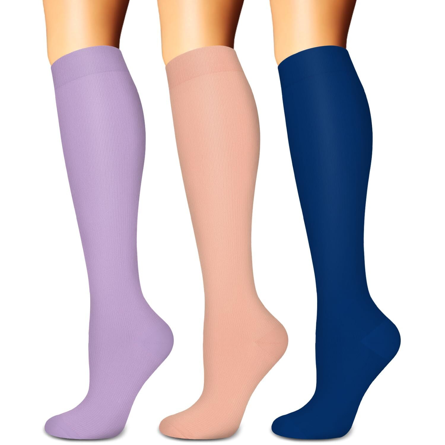 3 Pairs Copper Compression Socks for Women & Men Circulation 15-20 mmhg ...