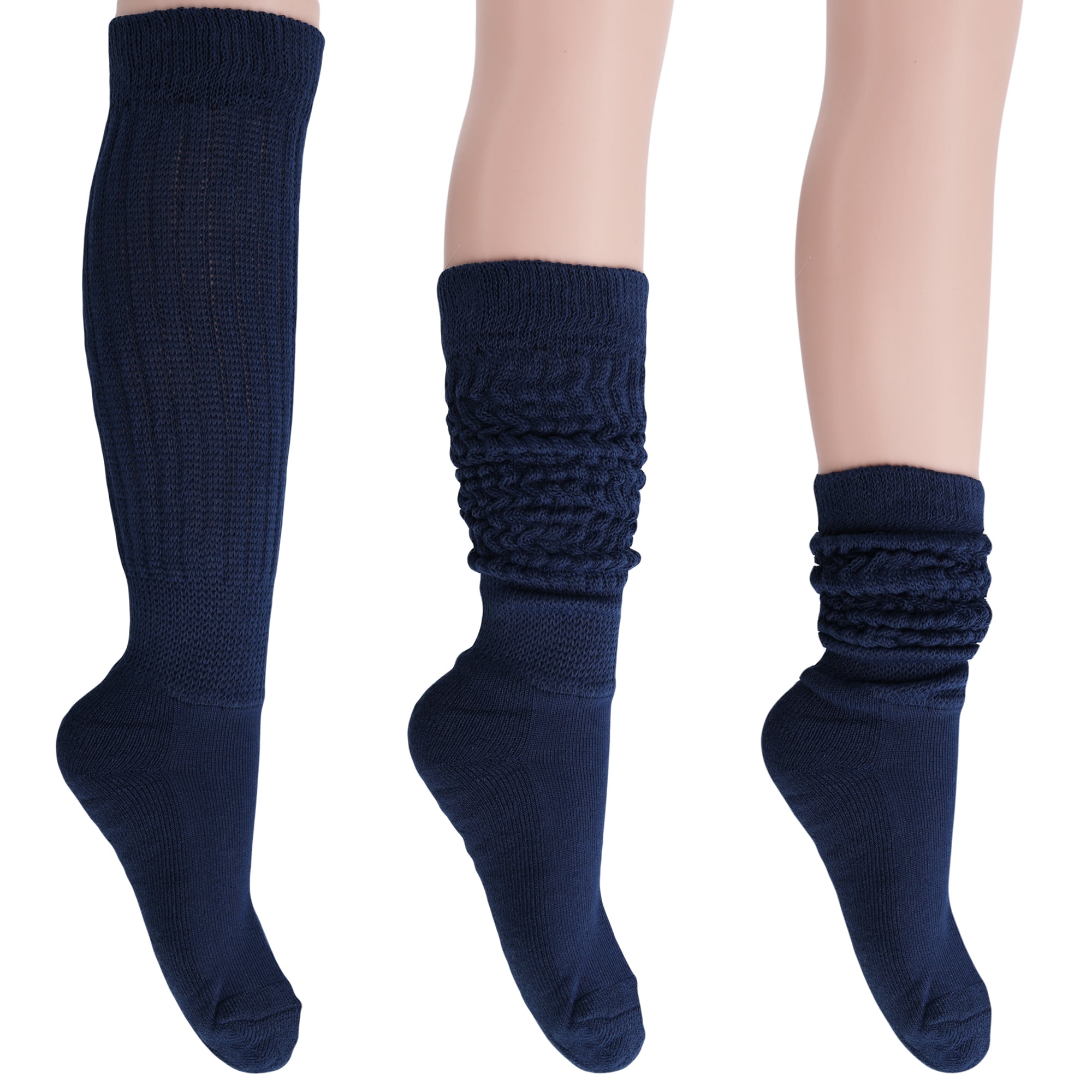 3 Pairs Cotton Slouch Cotton Socks Extra Heavy and Extra Long Shoe Size ...