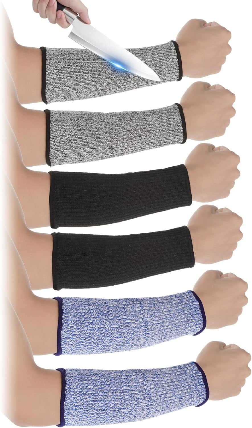 3 Pairs Cut Resistant Sleeve Arm Protection Sleeves Level 5 Protection ...