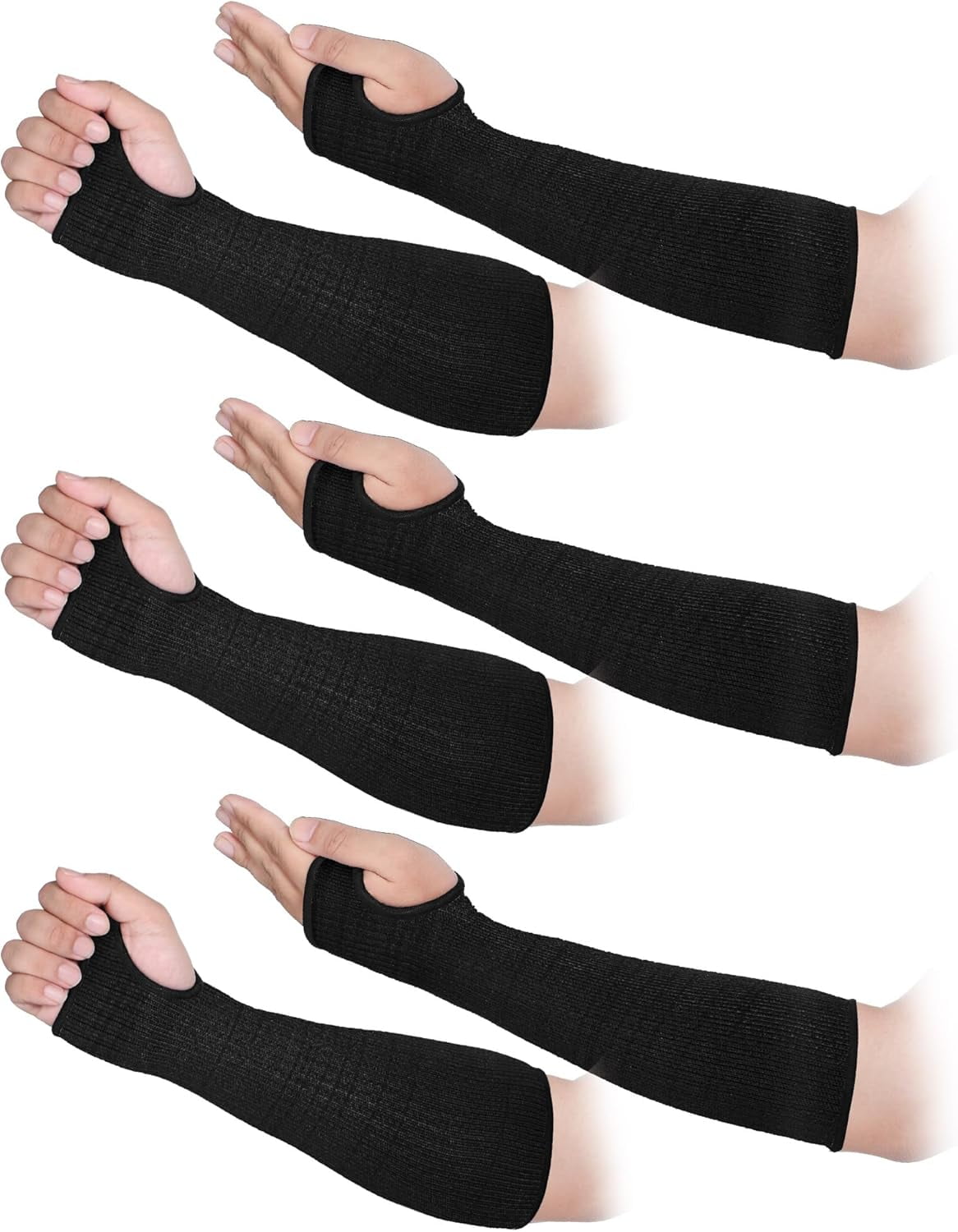 3 Pairs Cut Resistant Sleeves with Thumb Hole Protective Arm Sleeves ...