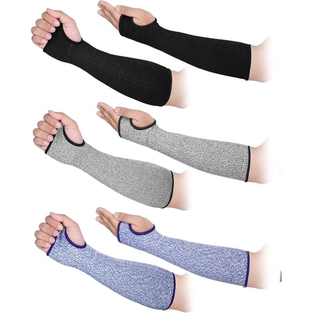 3 Pairs Cut Resistant Sleeves with Thumb Hole Protective Arm Sleeves ...