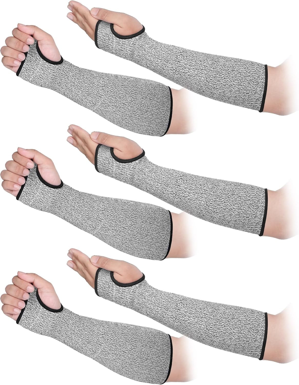 3 Pairs Cut Resistant Sleeves with Thumb Hole Protective Arm Sleeves ...