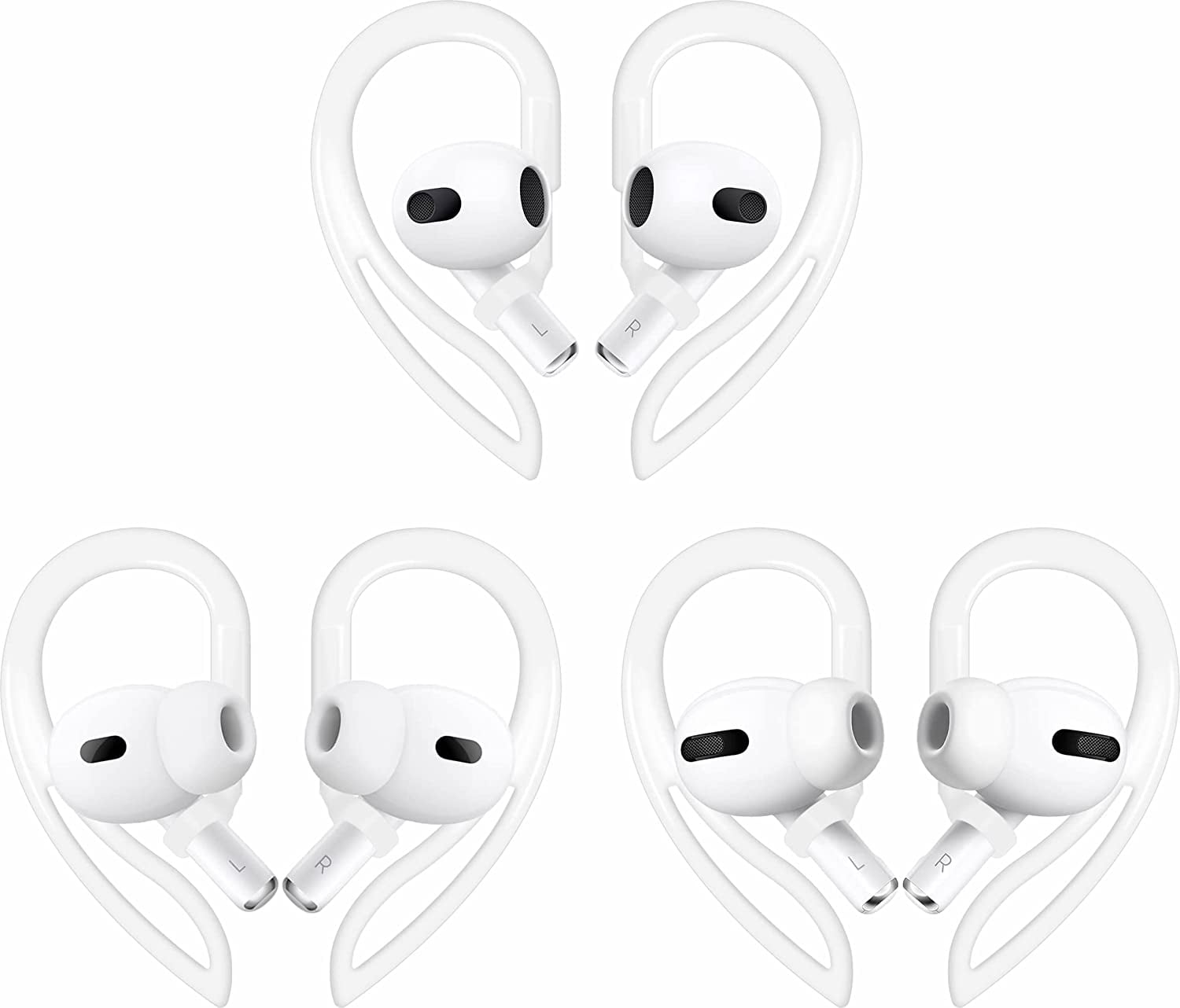 3 Pairs Ear Hooks Compatible with AirPods Pro 2nd 1st and 3 2 1, 360 ...