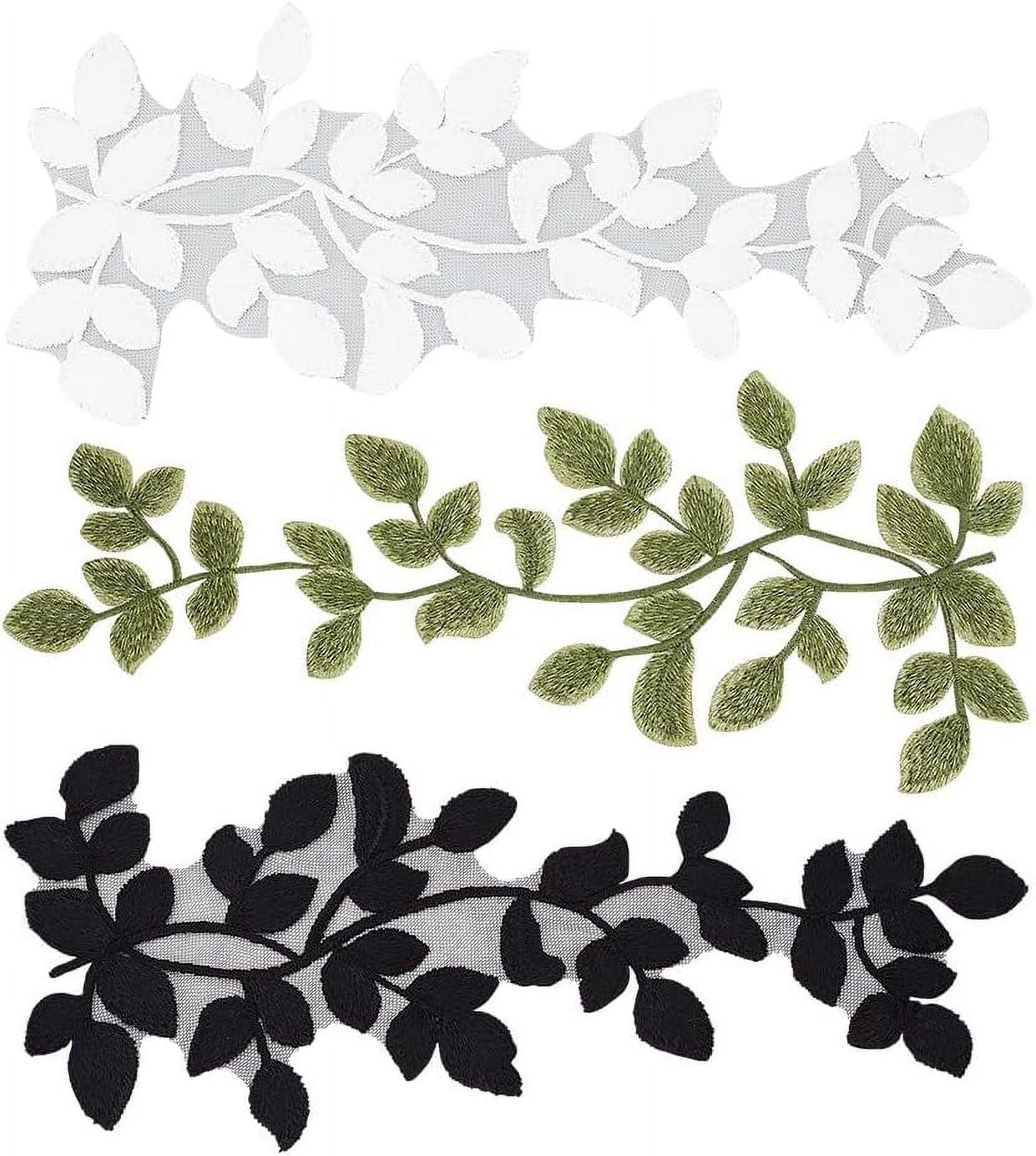 3 Pairs Embroidery Leaf Patches 3 Colors 3D Lace Forest Leaves Vine ...