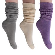 Slouch Socks Colorful Slouchy Scrunch Knee Socks Shoe Size 5-10 (White-Light Blue-Lilac ...