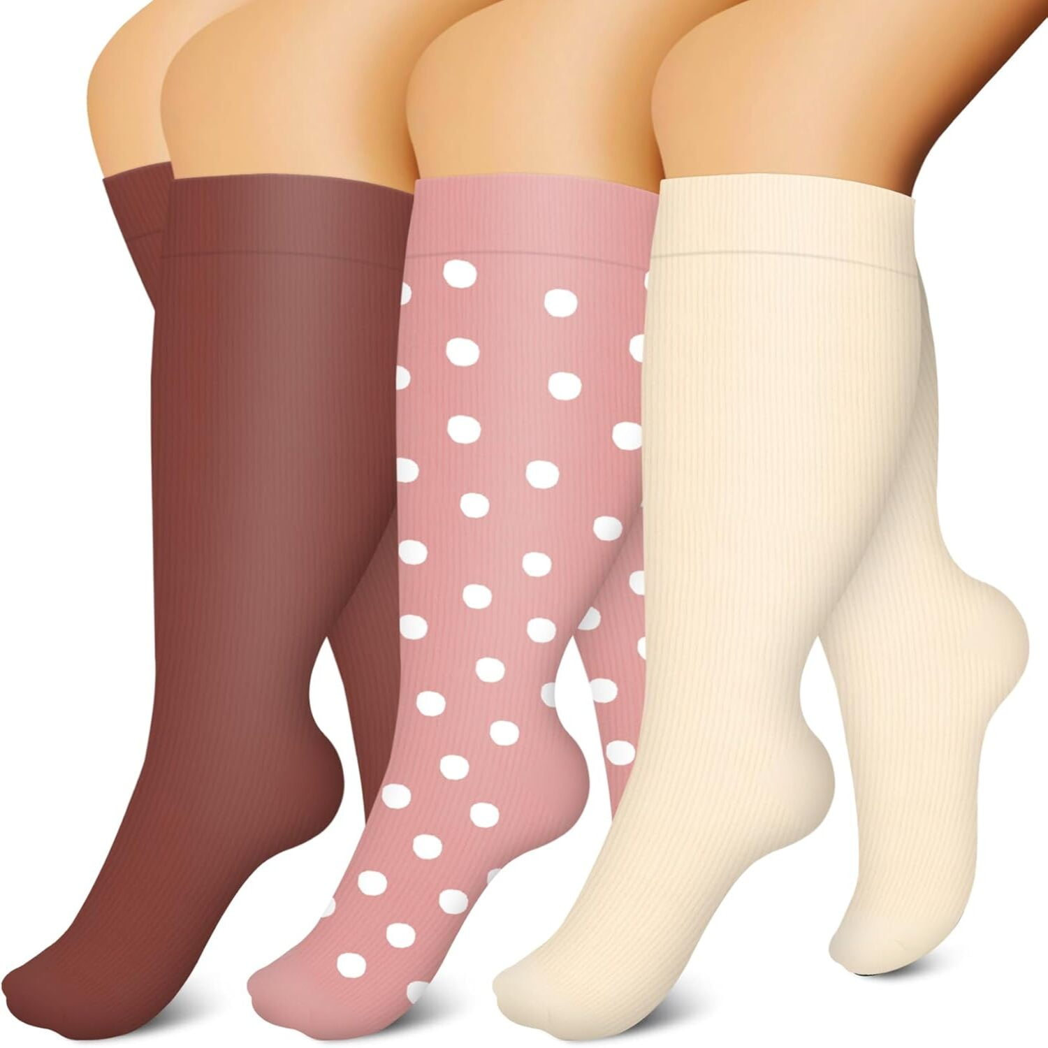 (3 Pairs) Extra Wide Calf Compression Socks for Women & Men, Plus Size ...