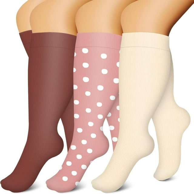 (3 Pairs) Extra Wide Calf Compression Socks for Women & Men, Plus Size ...