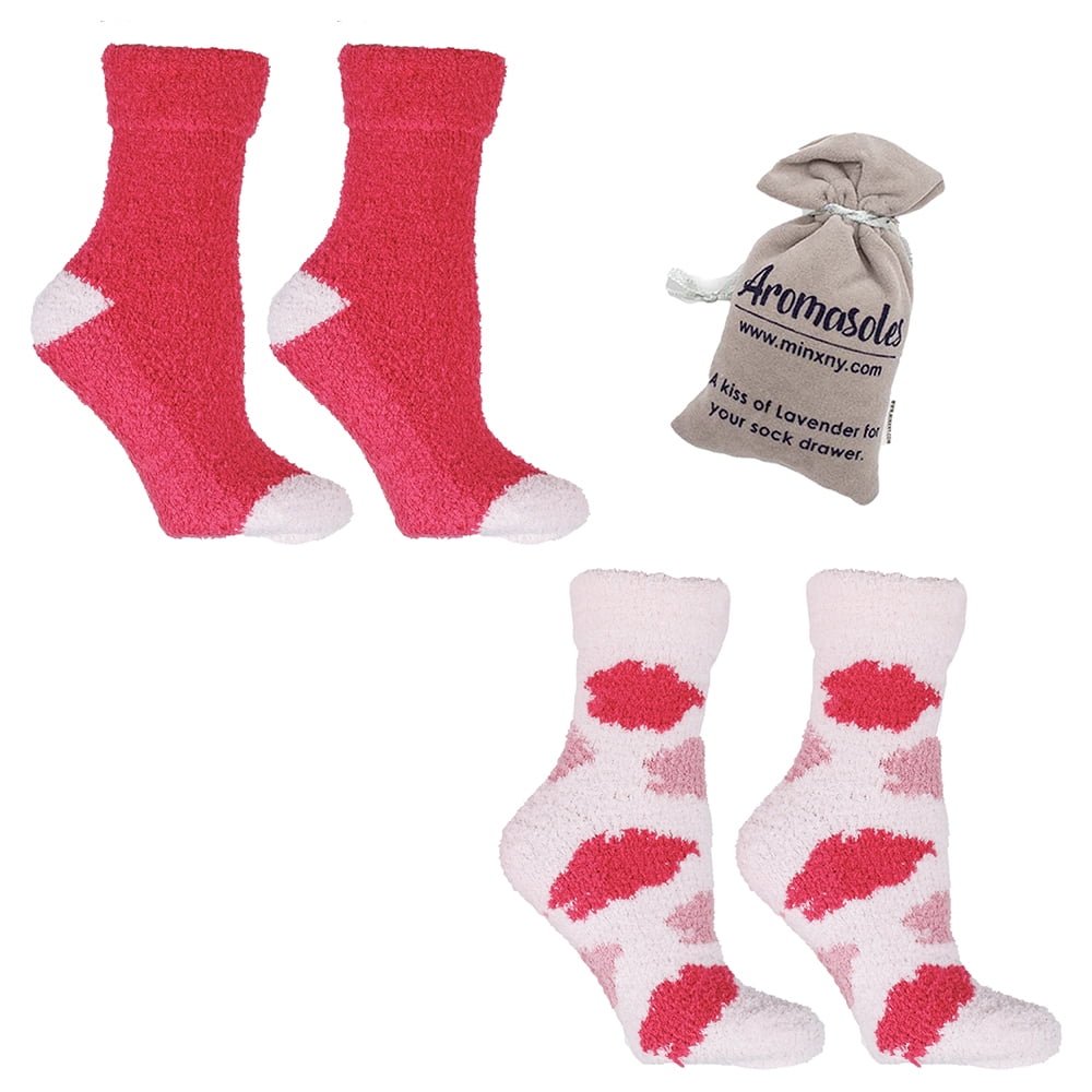 3 Pairs Fluffy Cloud Lavender & Shea Butter Infused Socks with Non-Skid ...