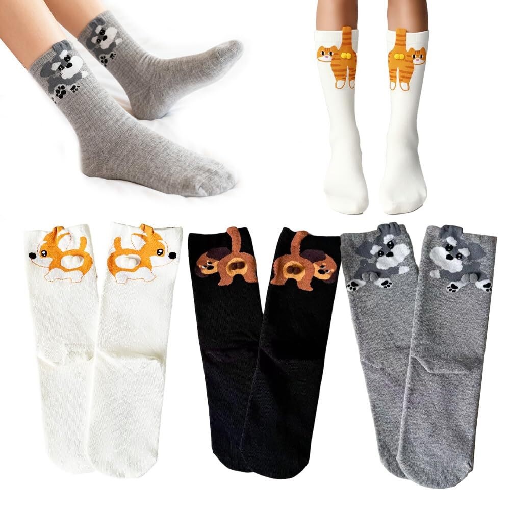 3 Pairs Funny Cat Balls Socks, 2026 New Funny Animal SockS, Cute Cat ...