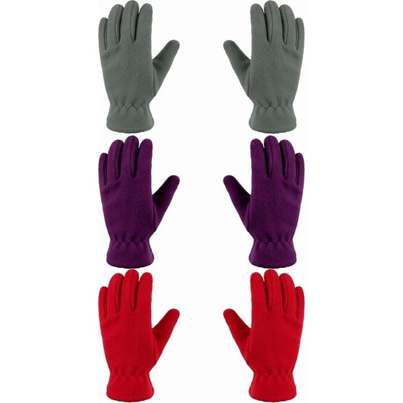 3 Pairs Kids Fleece Gloves Youth Winter Warm Glove Full Finger Toddler ...