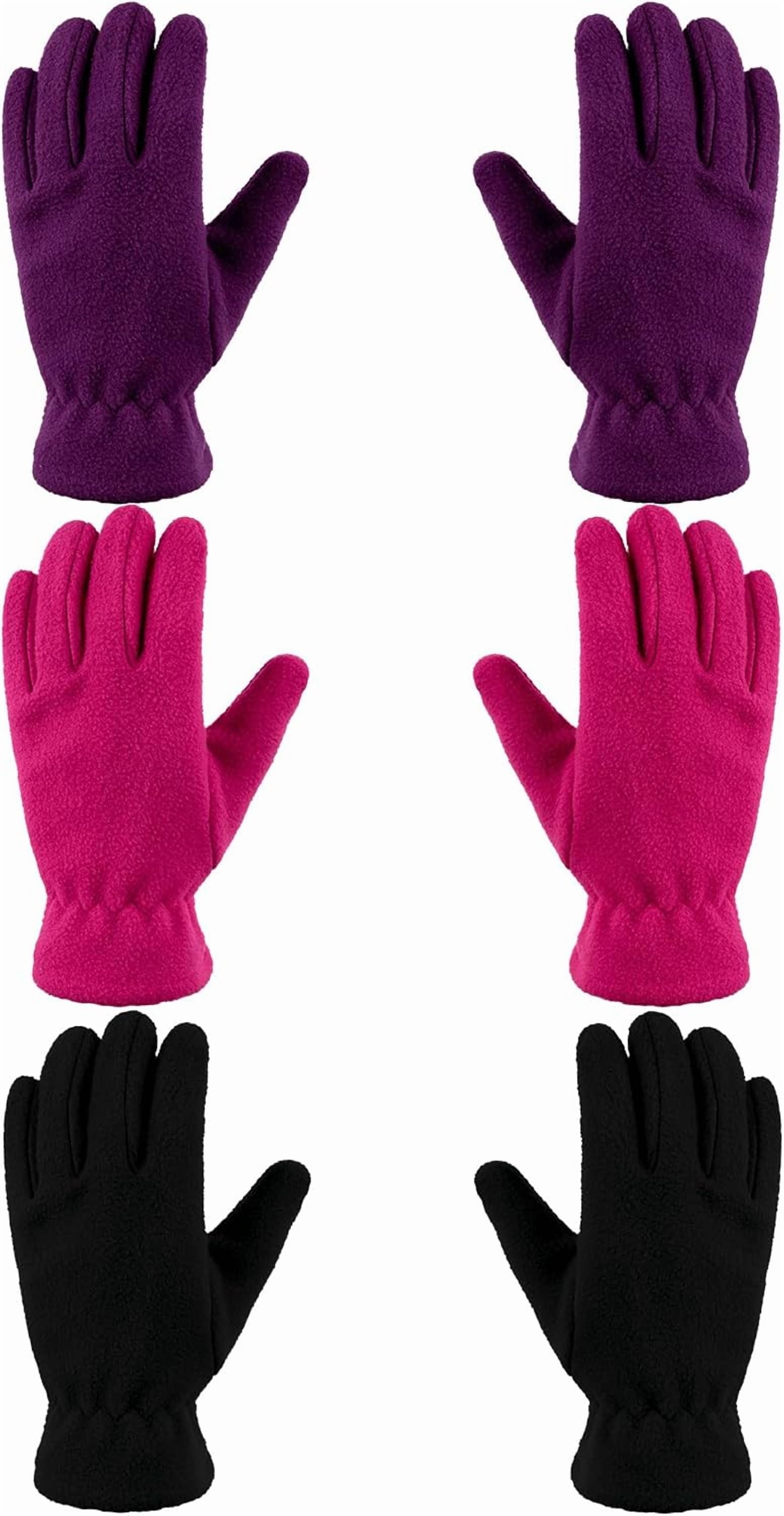 3 Pairs Kids Fleece Gloves Youth Winter Warm Glove Full Finger Toddler ...