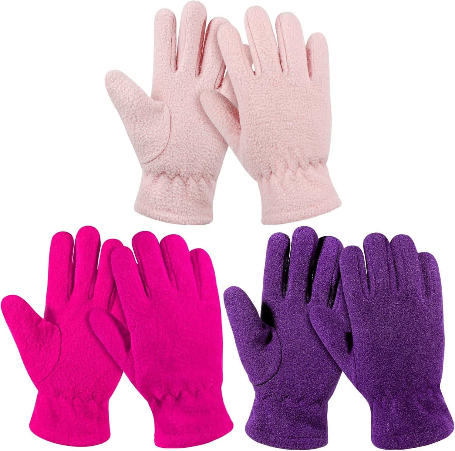 3 Pairs Kids Fleece Winter Gloves - Toddler Warm Gloves for Boys ...