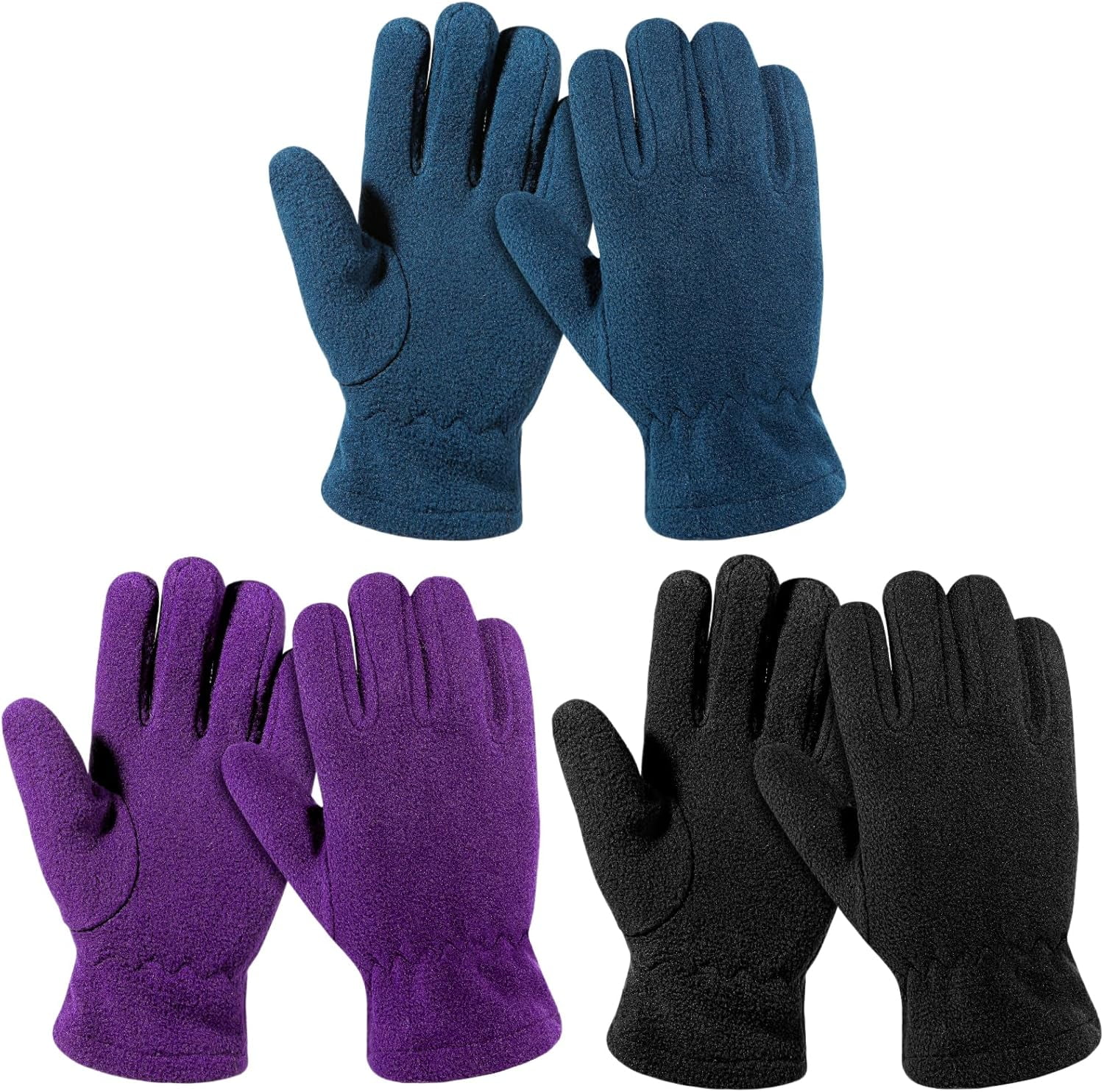 3 Pairs Kids Fleece Winter Gloves - Toddler Warm Gloves for Boys ...