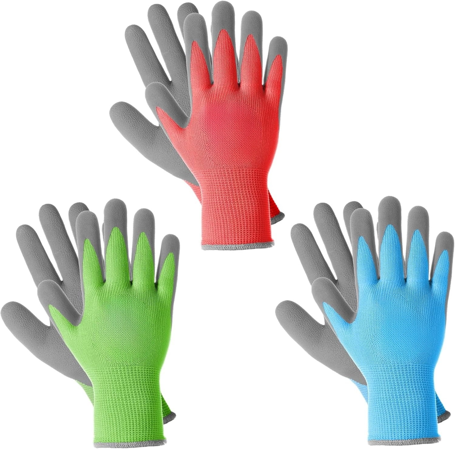 3 Pairs Kids Gardening Gloves for Age 3-5, Children Grippy Rubber ...