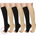 3 Pairs Unisex Copper Knee High Open Toe Compression Stockings 15 ...