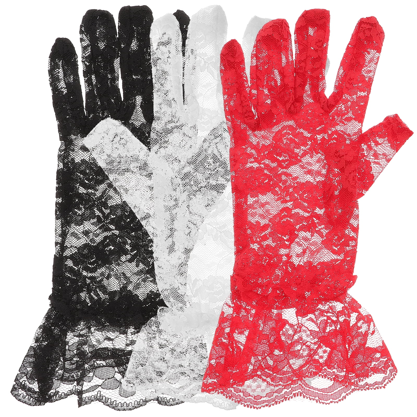 3 Pairs Lace Gloves Tea Party Prom Gloves Lolita Gloves Wedding Bridal ...
