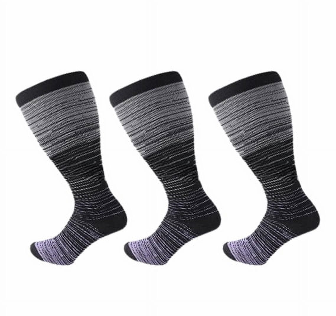 3 Pairs Large Size Men and Women Compression Socks Large Size Knee High ...