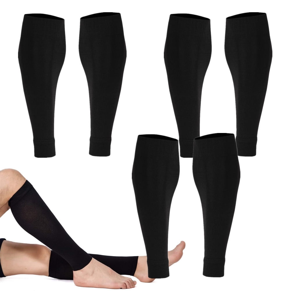 3 Pairs Leg Sleeve Shin Pre Cut Socks Compression Sleeve Pain Relief ...